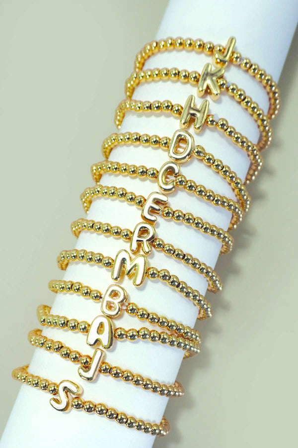 Josslyn Initial Monogram Bubble Stretch Bead Bracelet